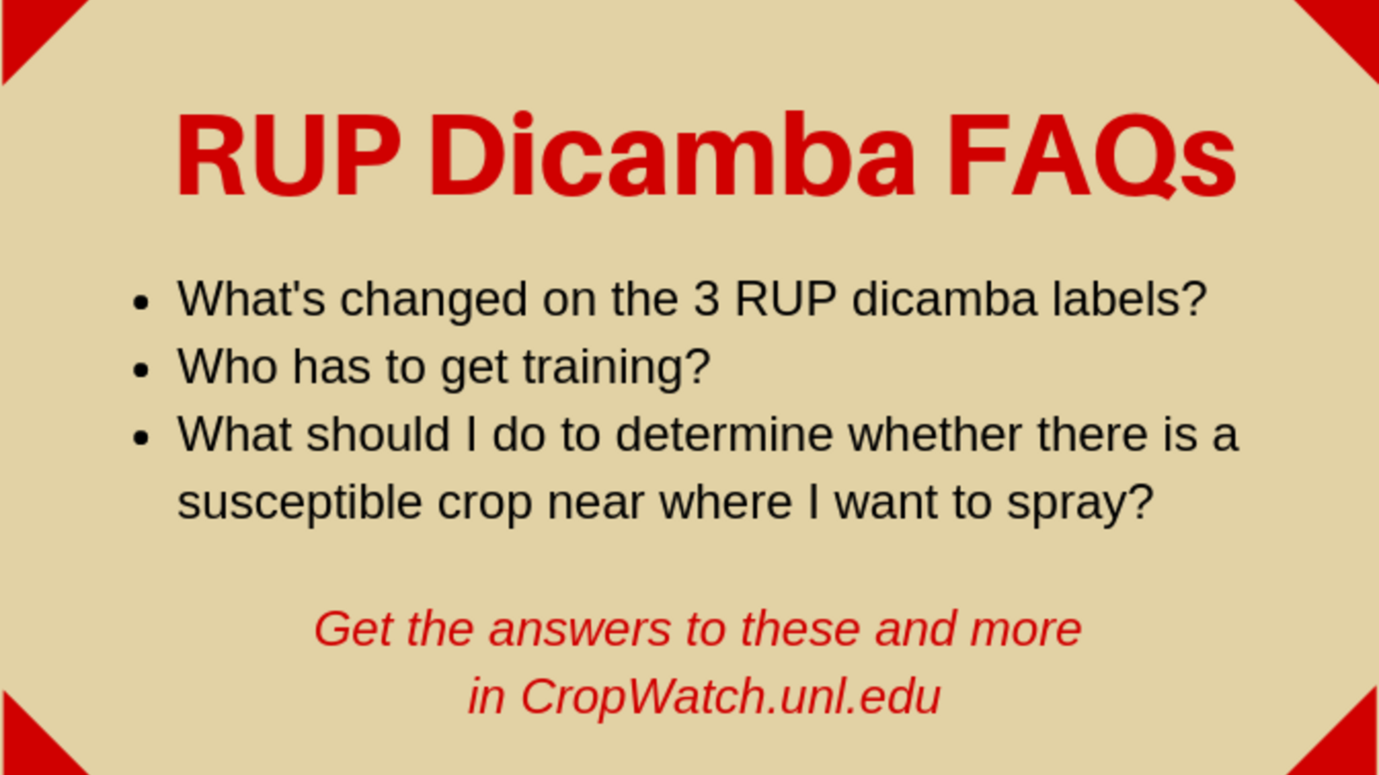 2019 FAQ for RUP Dicamba Herbicides (FeXapan™, Engenia® and XtendiMax ...