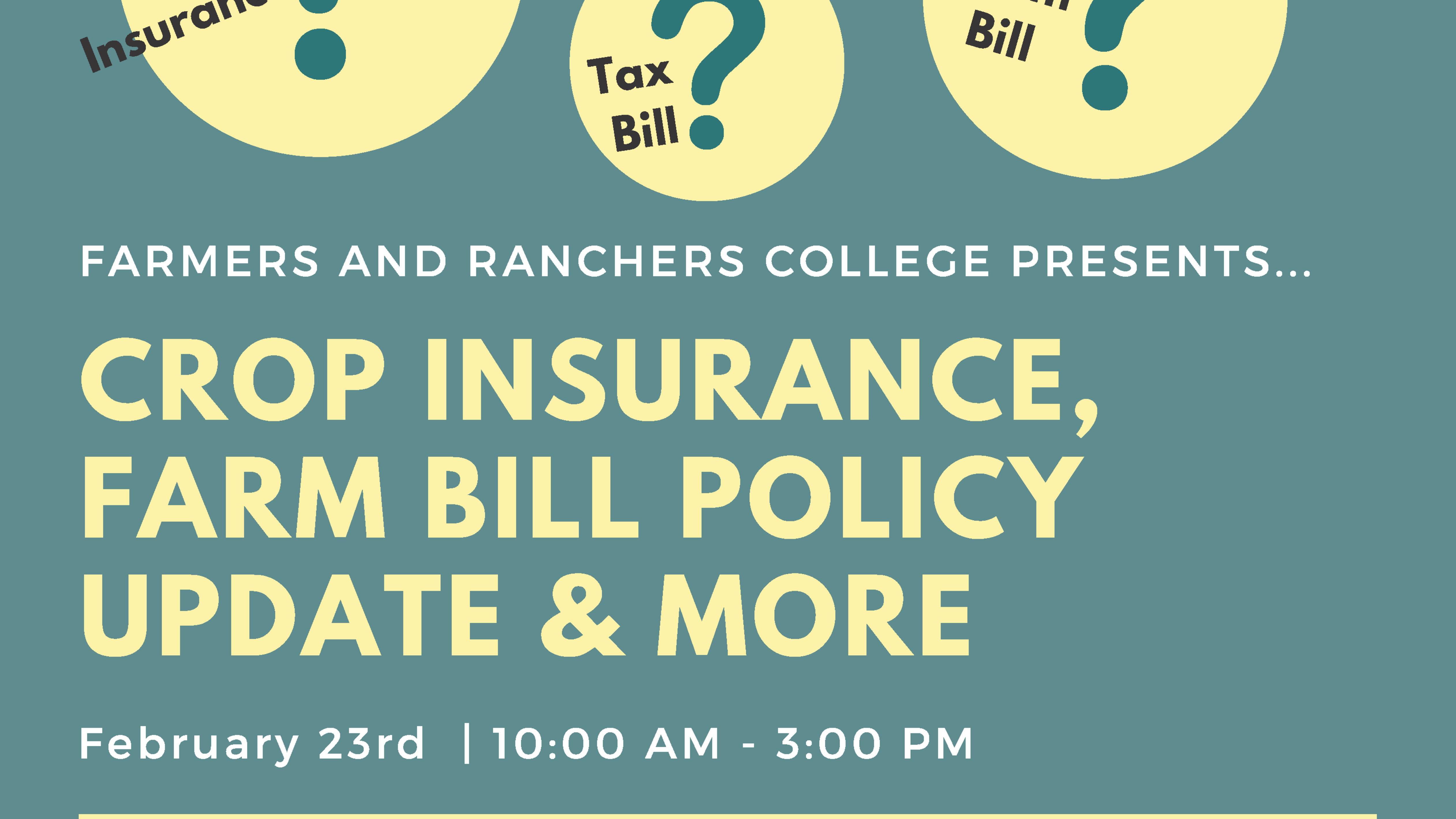 Feb. 23 Workshop to Focus on Crop Insurance, Farm Bill | CropWatch ...